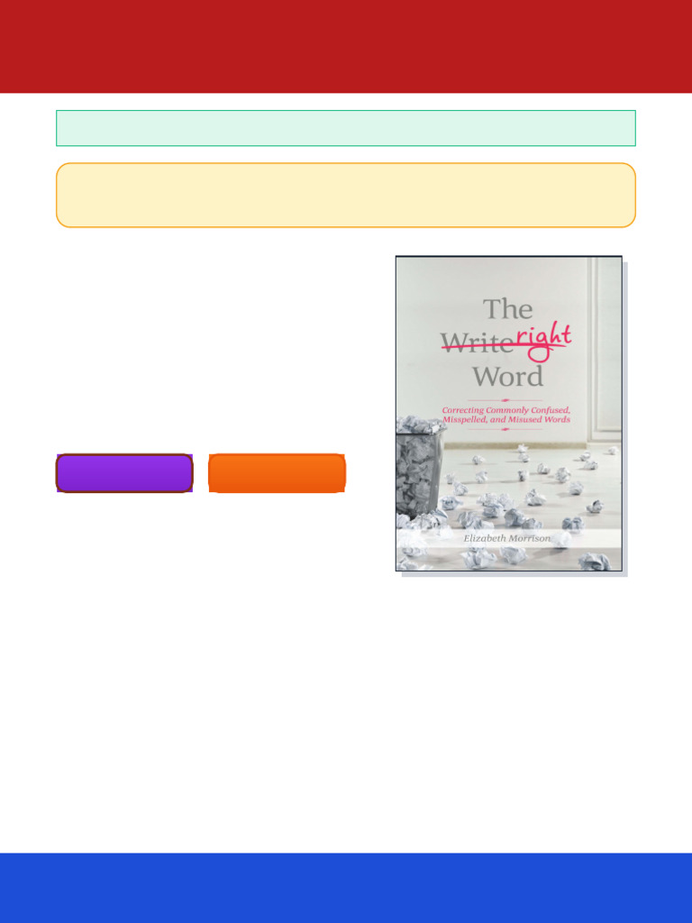 The Right Word First Edition Elizabeth Morrison ebook cross-format ...
