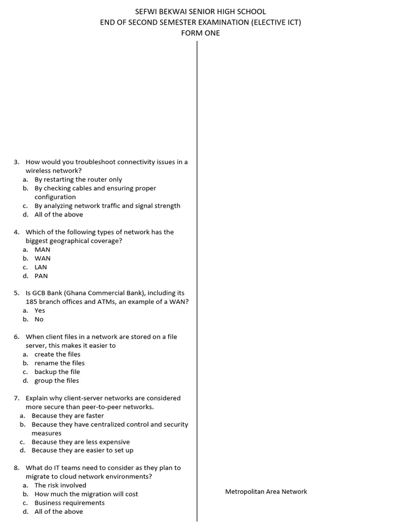 Form One ICT | PDF | Computer Network | Network Topology