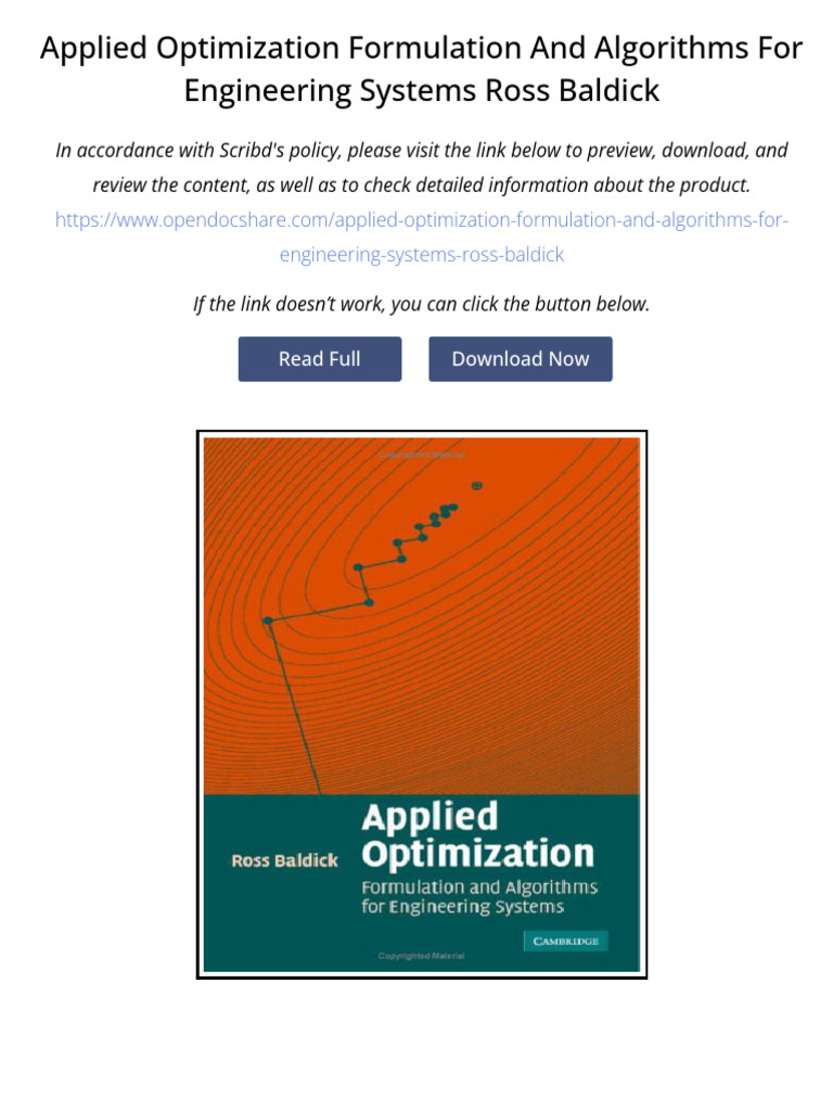 Applied Optimization Formulation and Algorithms for Engineering Systems ...