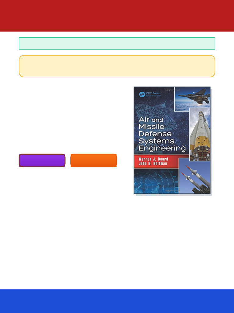 Air and Missile Defense Systems Engineering 1st Edition Warren J. Boord ...
