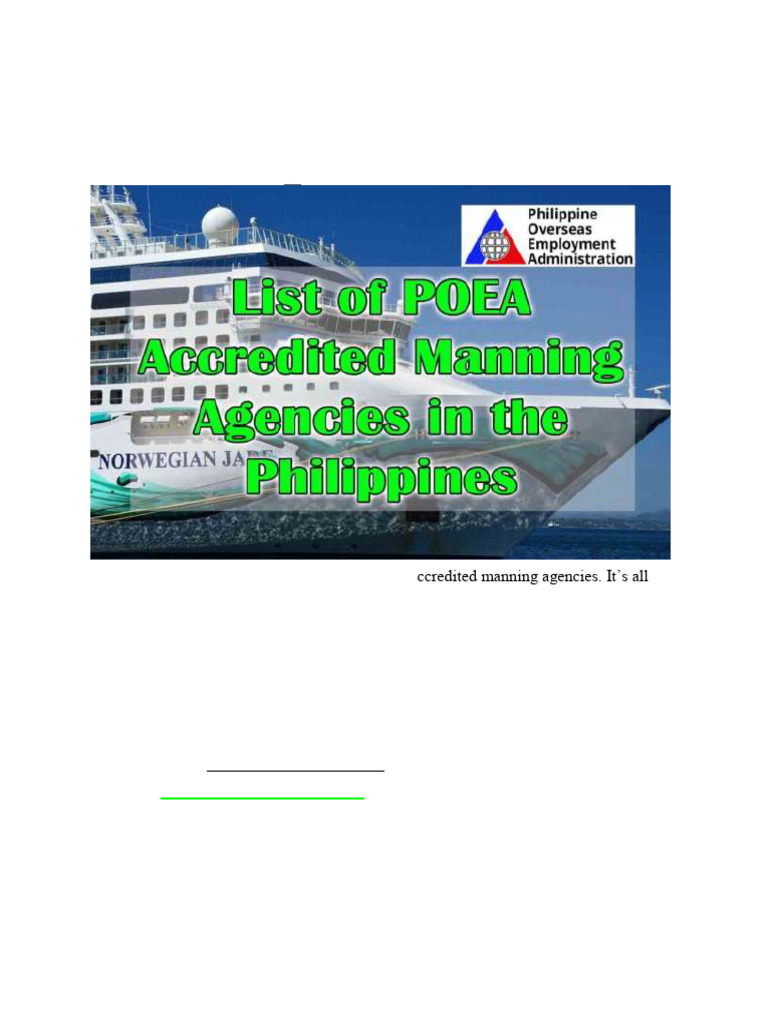 POEA Accredited Manning Agencies List | PDF | Makati | Water Transport