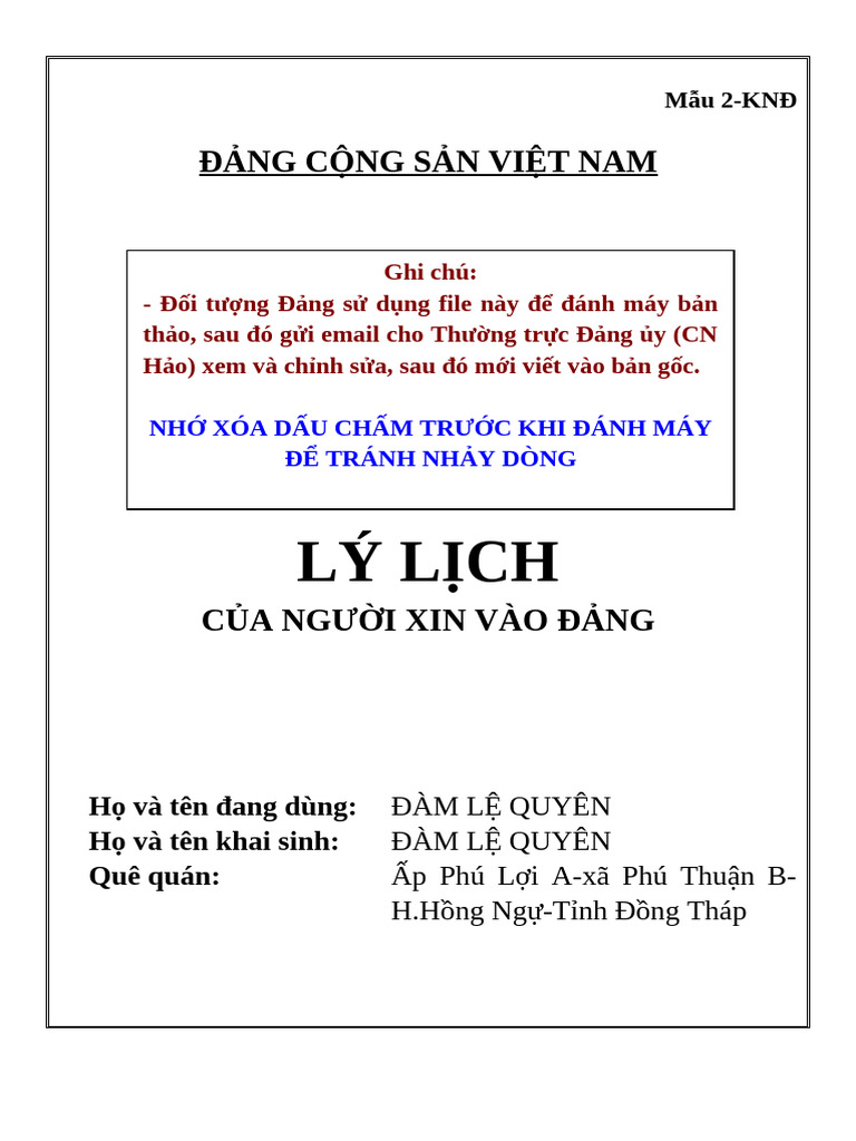 Mau 2-KND Ly lich cua nguoi xin vao dang_danh may | PDF