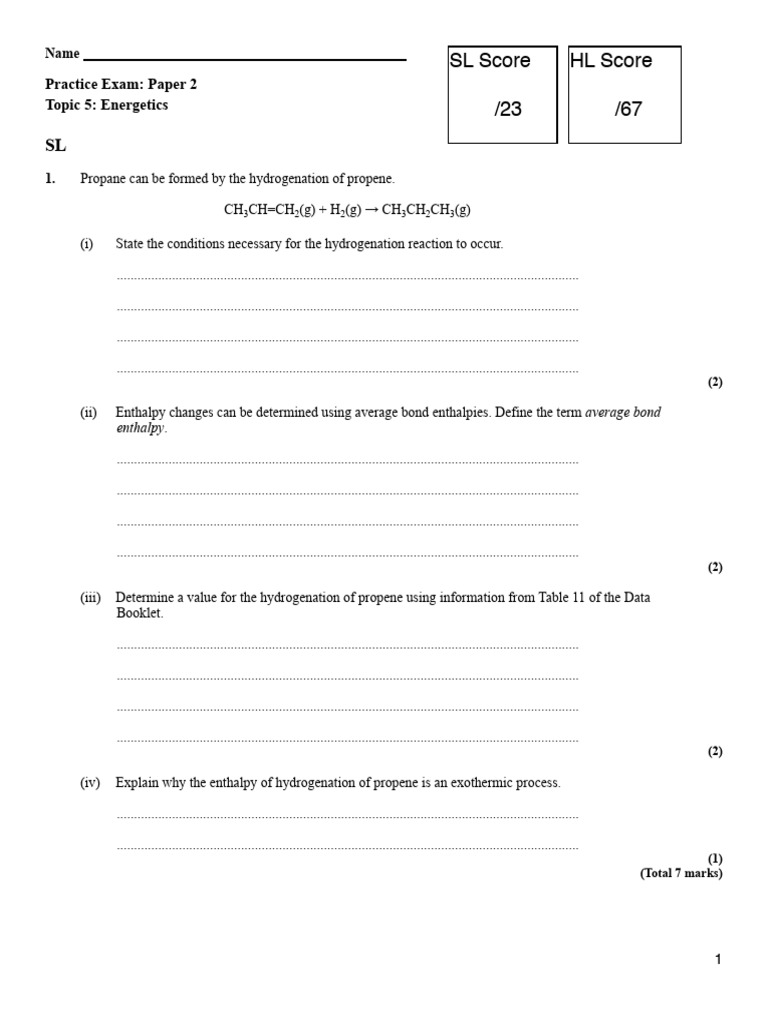 Practicetopic 5 Paper 2 Sp2019 | PDF | Enthalpy | Chemical Reactions