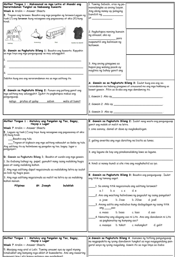 Answer Sheets_Week6 | PDF