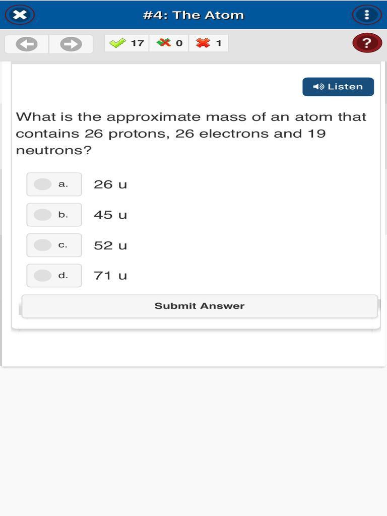 Atom Mass Calculation Quiz | PDF