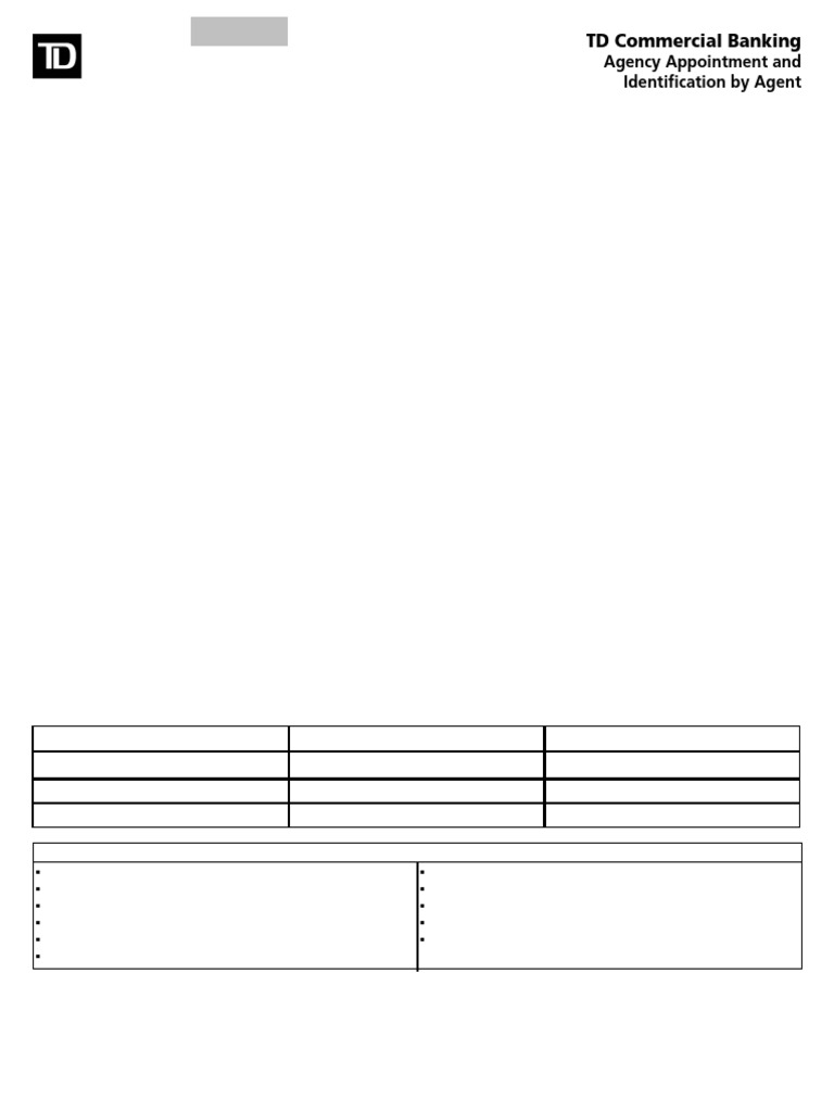 TD Bank Agent Identification Agreement | PDF | Identity Document ...