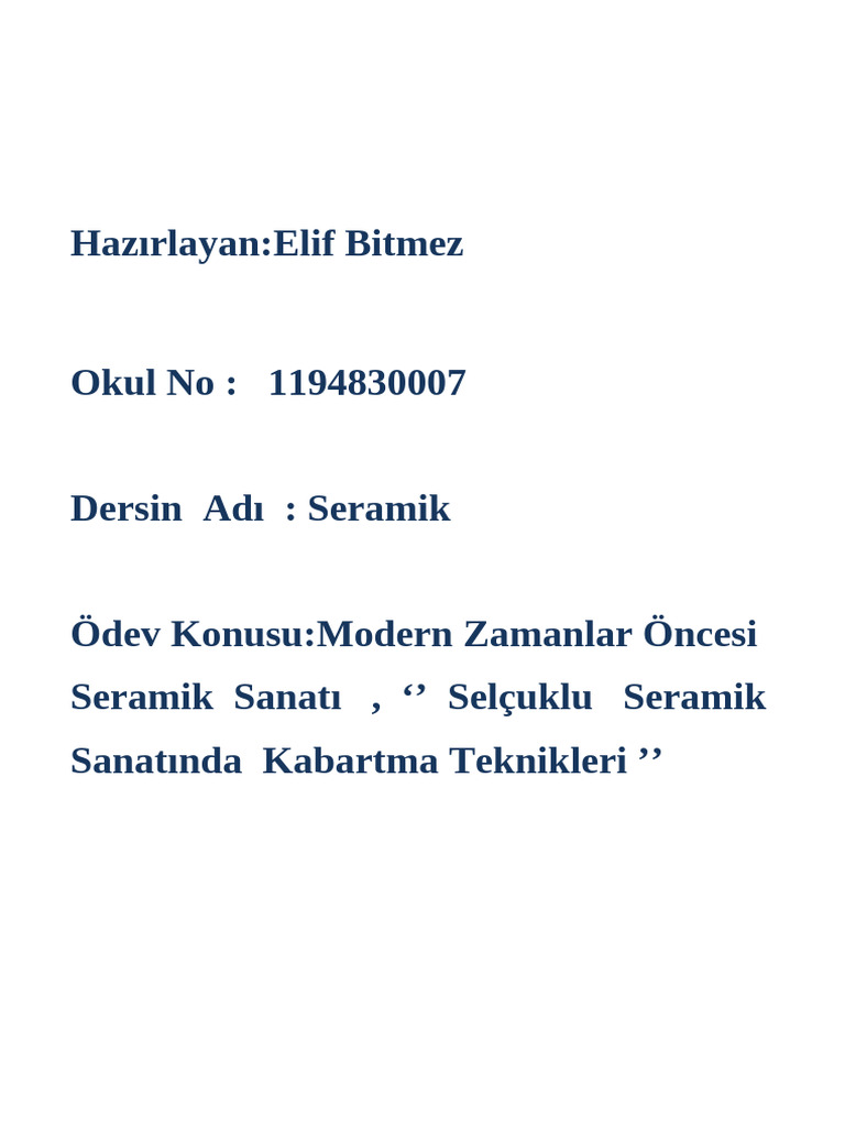 Selçuklu Serami̇k Sanatinda Kabartma Tekni̇kleri̇ | PDF