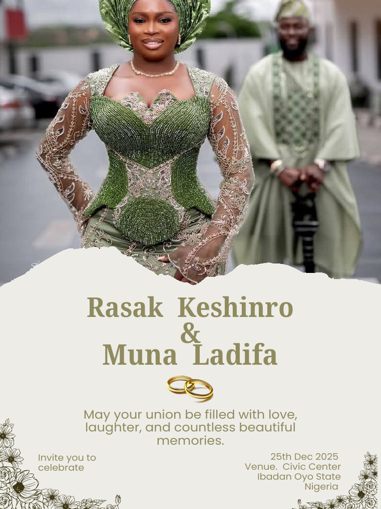 Neutral and Gold Modern Wedding Invitation Flyer | PDF