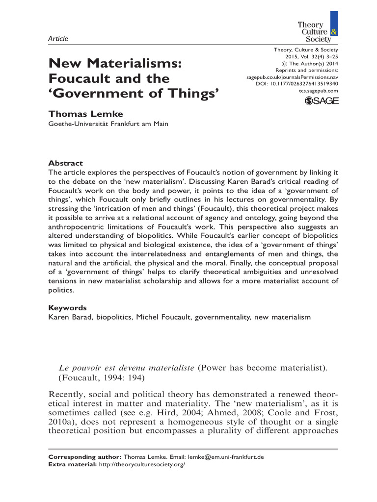 Foucault's Government of Things Explained | PDF | Materialism | Michel ...