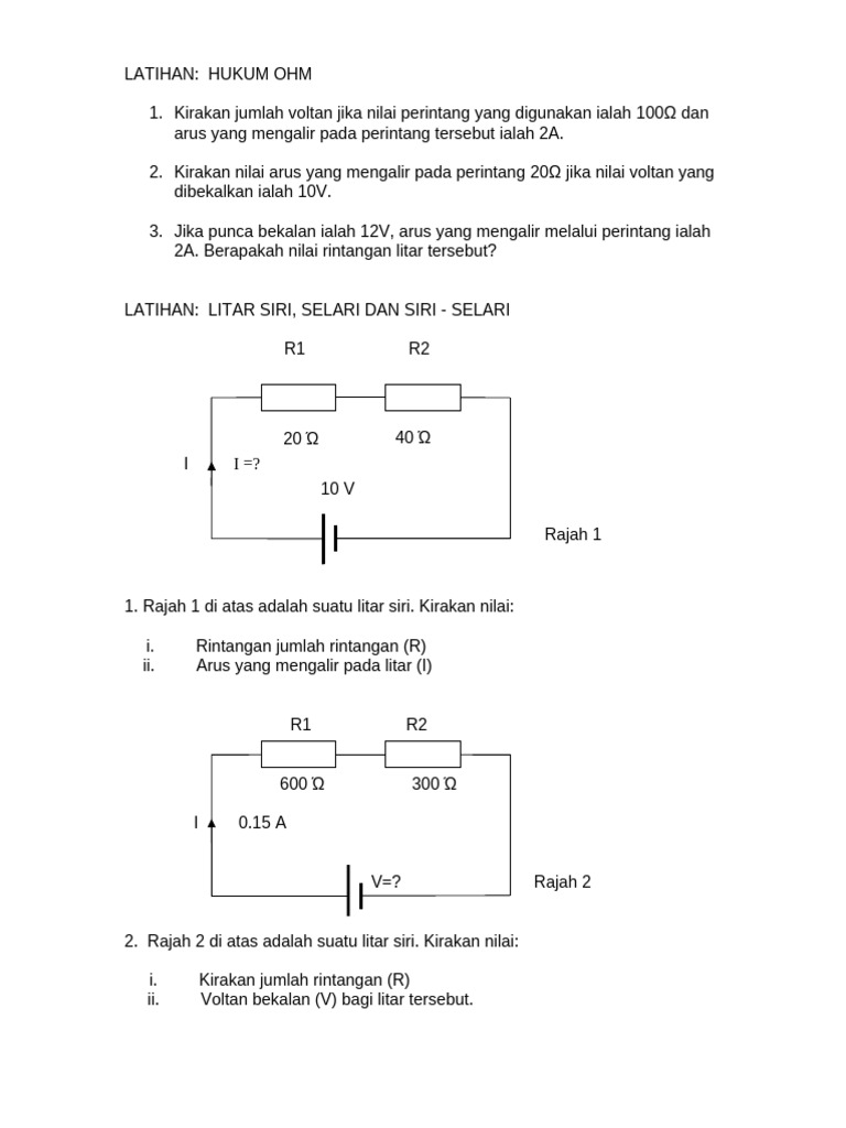 Latihan Hukum Ohm dan Litar Elektrik | PDF
