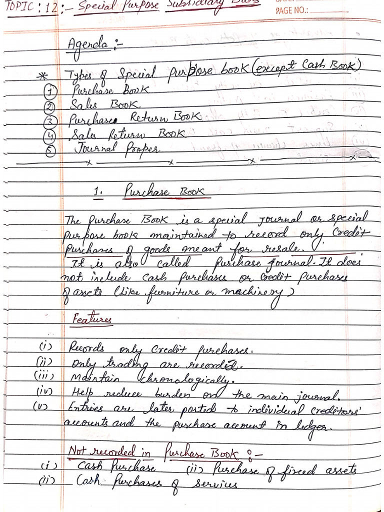 Subsidiary Books, Chapter 12, Class 11, (Cbse) | PDF