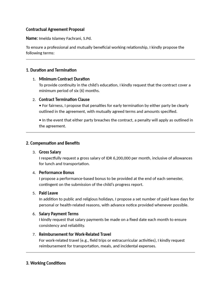 Contractual Agreement Proposal-1 | PDF