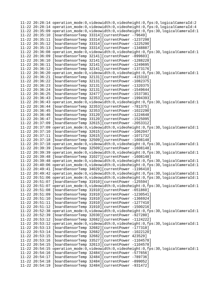 Sensor Data Log and Power Metrics | PDF