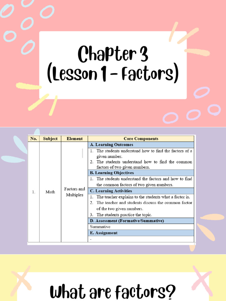 Math - Chapter 3 (Lesson 1-Factors) | PDF