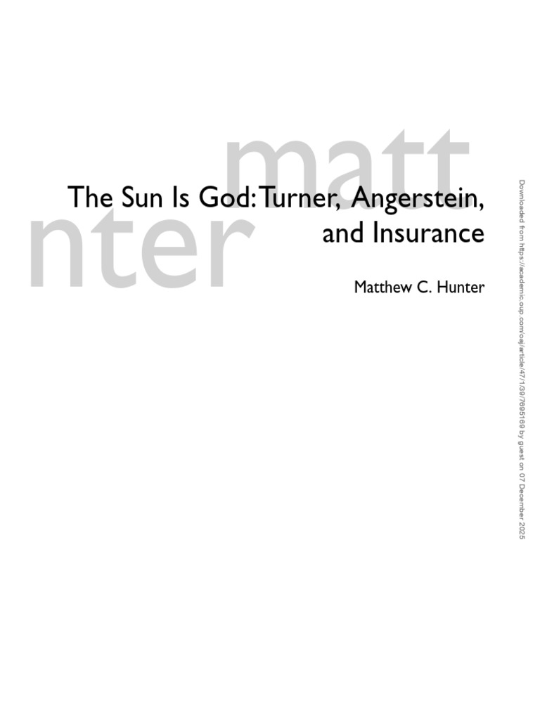 The Sun Is God - Matthew C. Hunter | PDF | J. M. W. Turner | Insurance