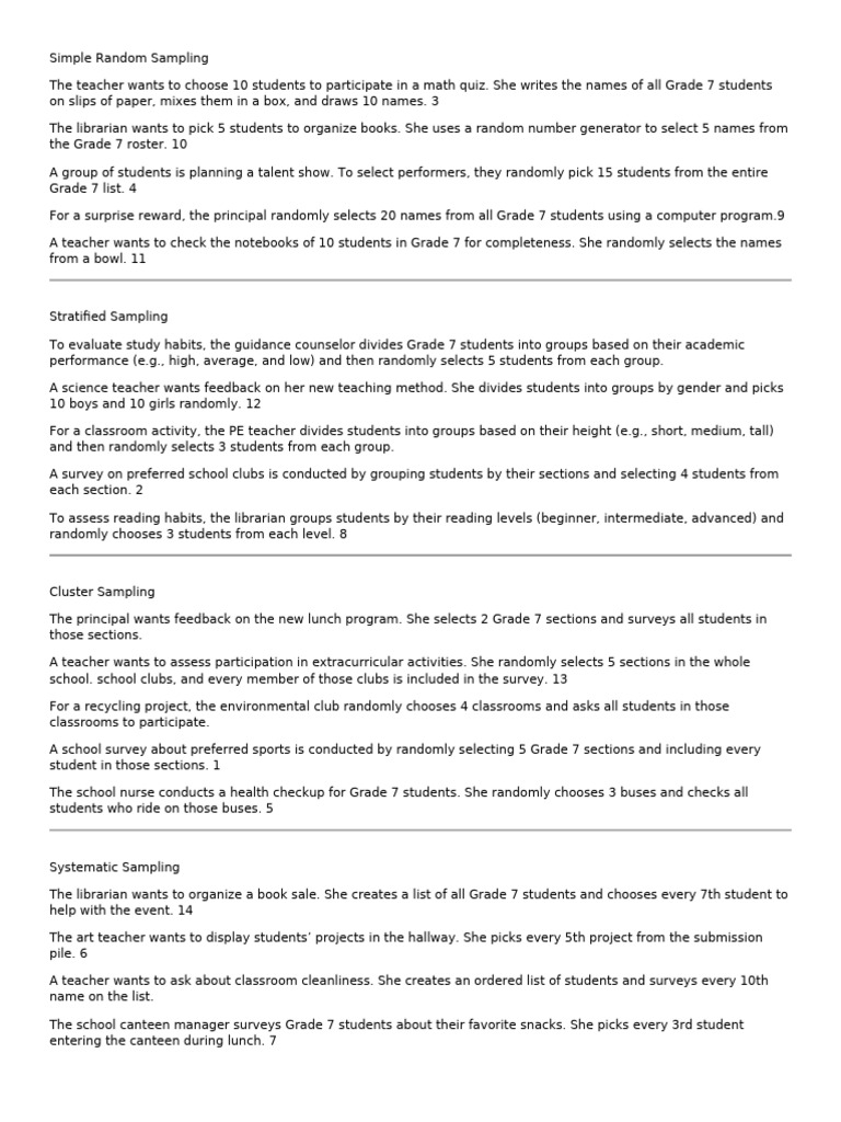 Sampling Techniques Worksheet | PDF | Sampling (Statistics) | Teachers