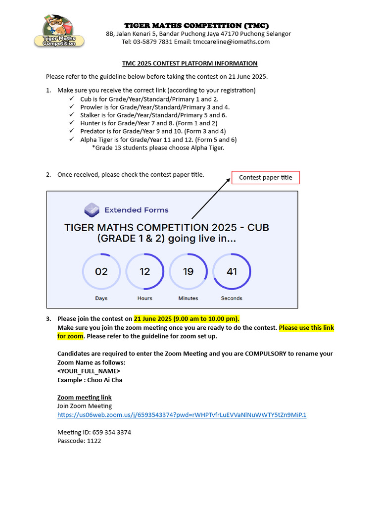 TMC 2025 Contest Guidelines and Info | PDF
