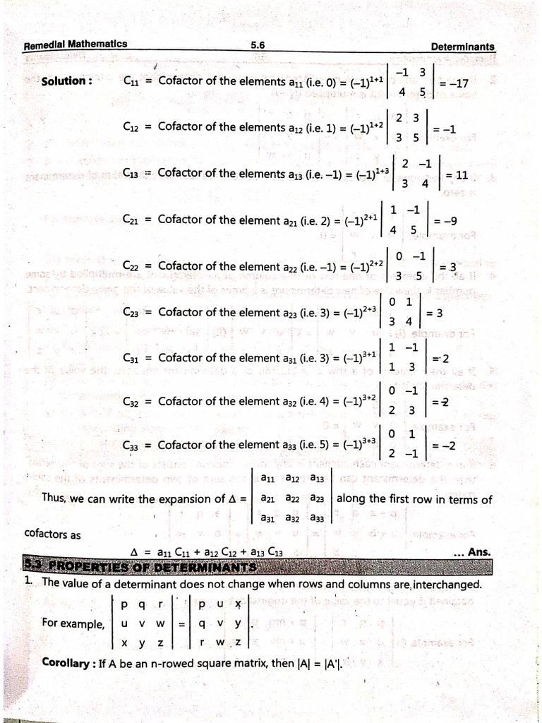 Properties of Determinant | PDF