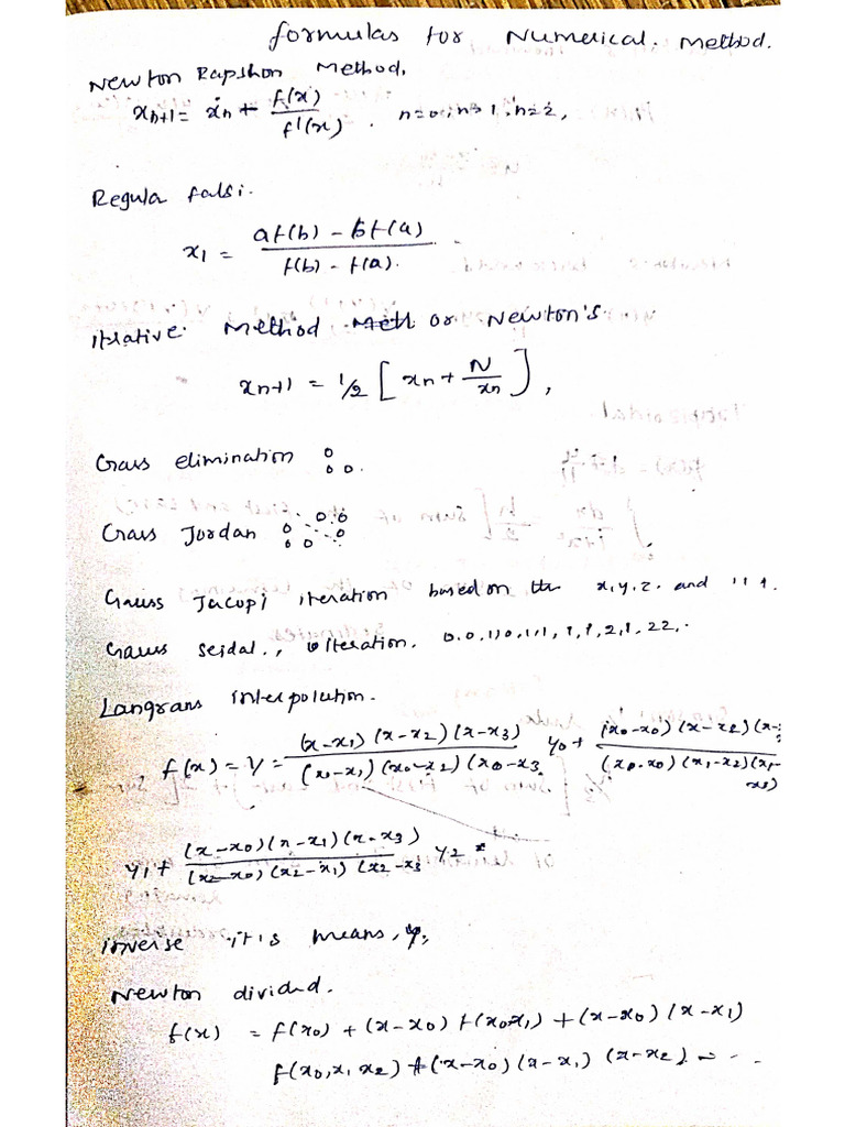 Numerical Method Formula | PDF