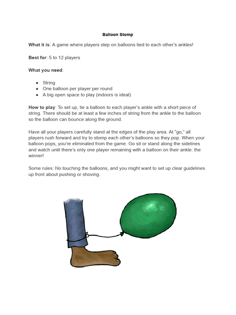 Balloon Stomp Game | PDF