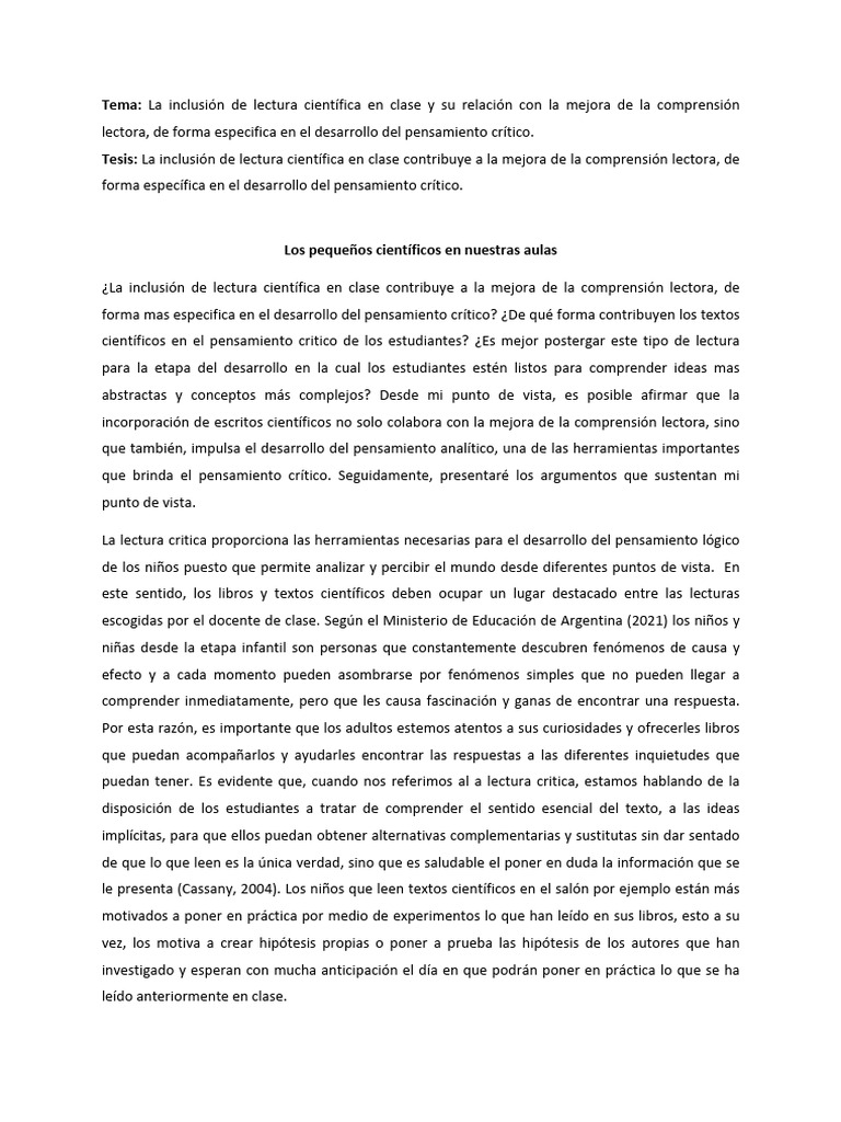 Artículo de Opinión - Punto de Vista | PDF | Pensamiento | Comprensión ...
