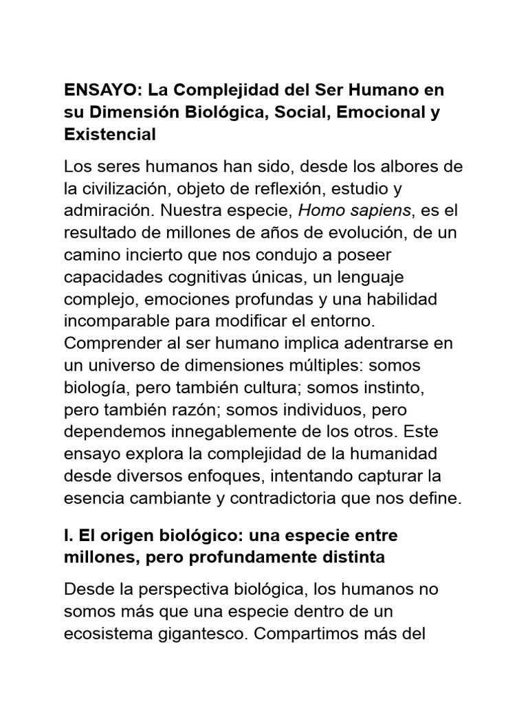 Complejidad del Ser Humano: Biología y Más | PDF | Humano | Las emociones