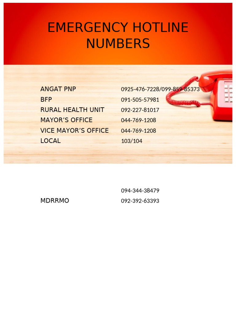 Emergency Hotline Numbers | PDF