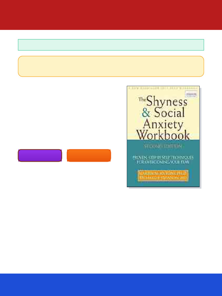 The Shyness Social Anxiety Workbook Proven Step by Step Techniques For ...