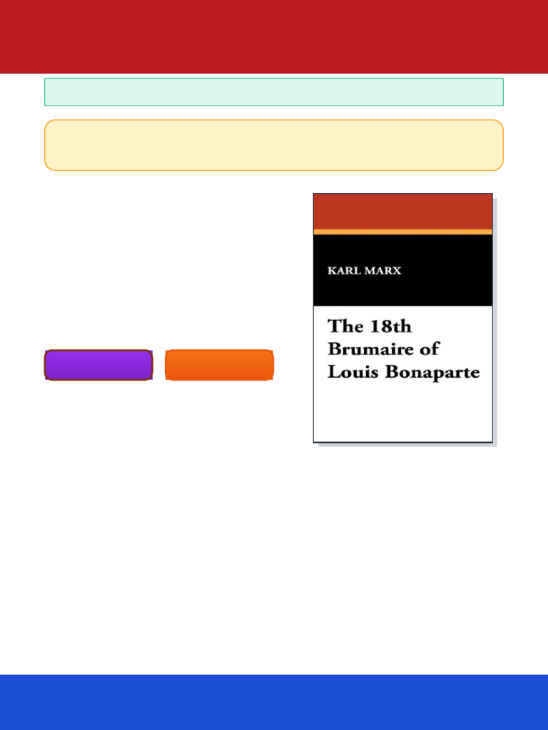 The Eighteenth Brumaire of Louis Bonaparte Karl Marx Ebook Full-Length ...