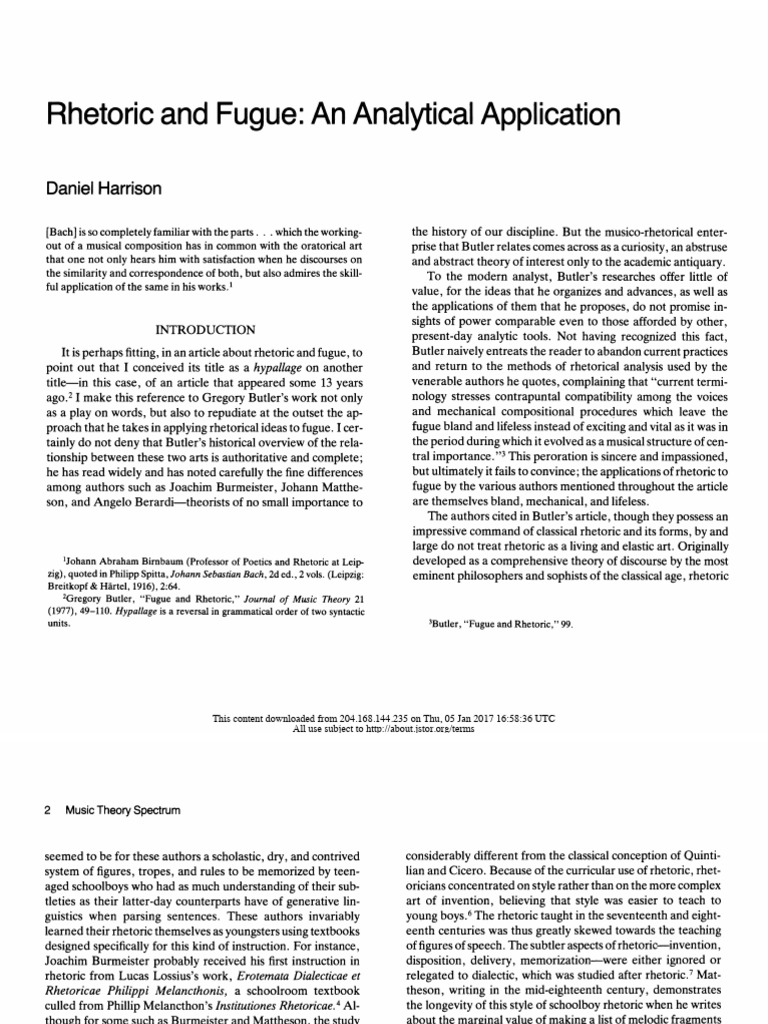 Rhetoric in Musical Fugue Analysis | PDF | Rhetoric | Persuasion