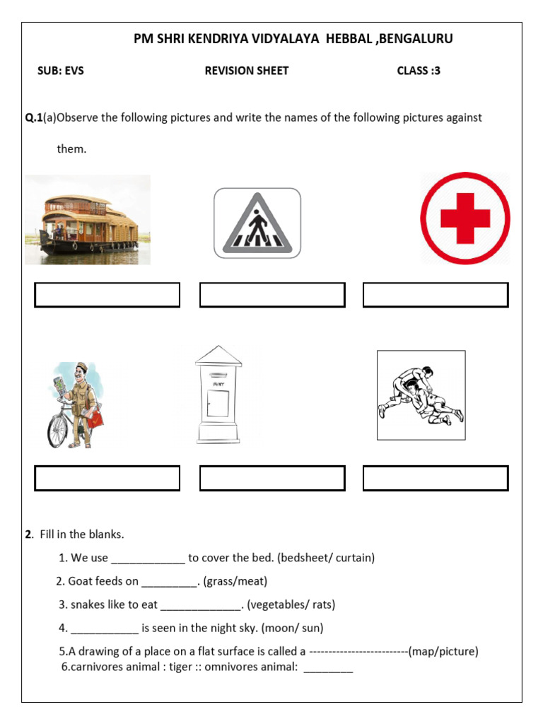 EVS Revision Sheet for Class 3 | PDF