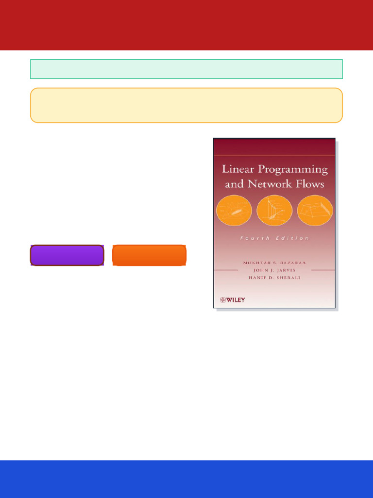 Linear programming and network flows Fourth Edition M. S. Bazaraa ebook ...