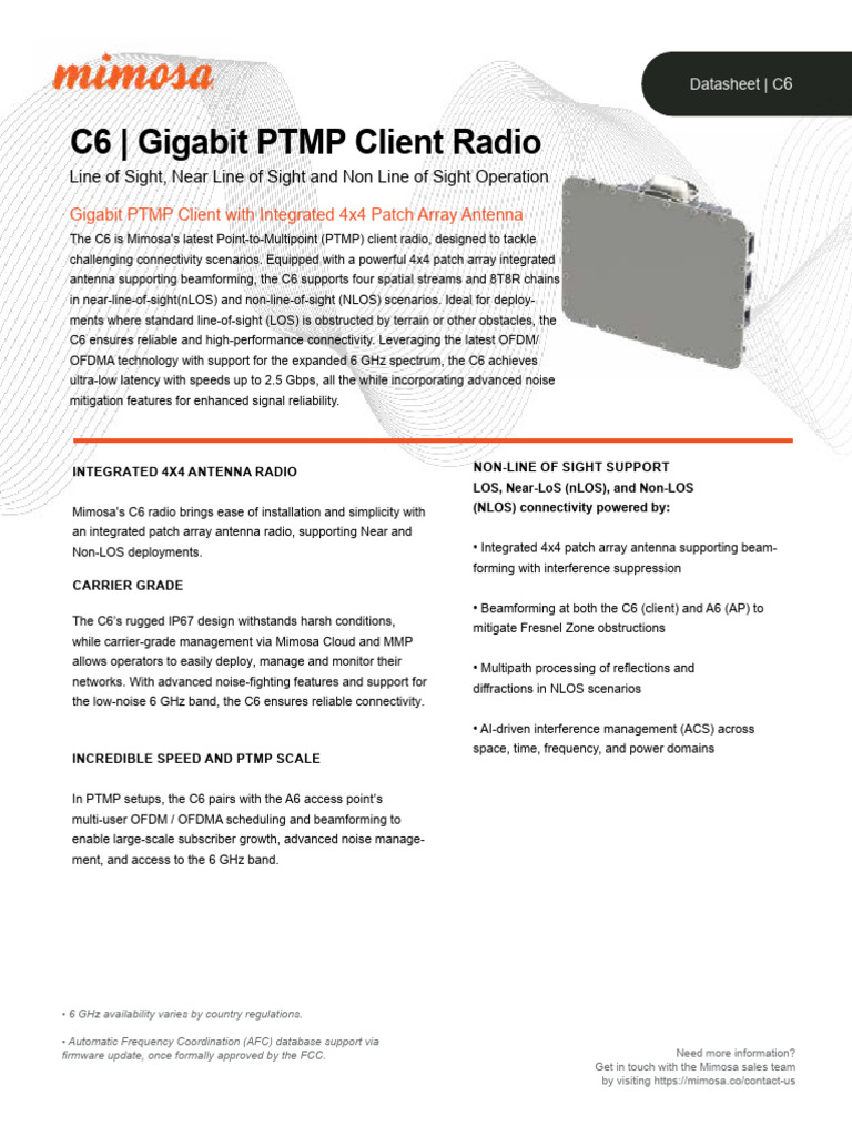 C6 Gigabit PTMP Client Radio Overview | PDF | Radio | Orthogonal ...