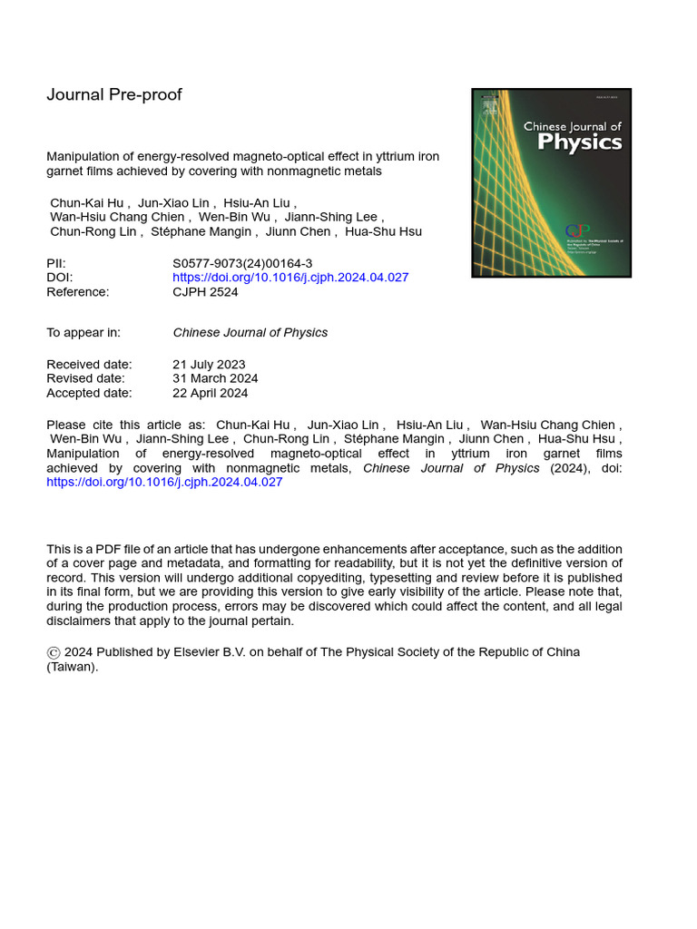 Energy-Resolved Magneto-Optics in YIG | PDF | Density Functional Theory ...