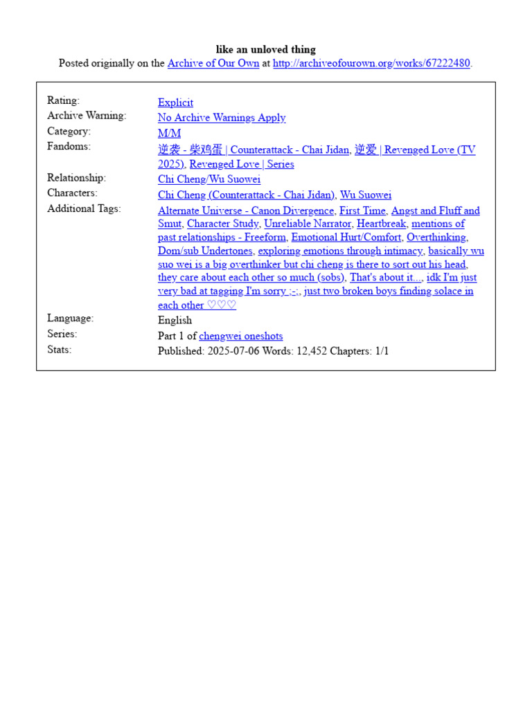 Like An Unloved Thing | PDF