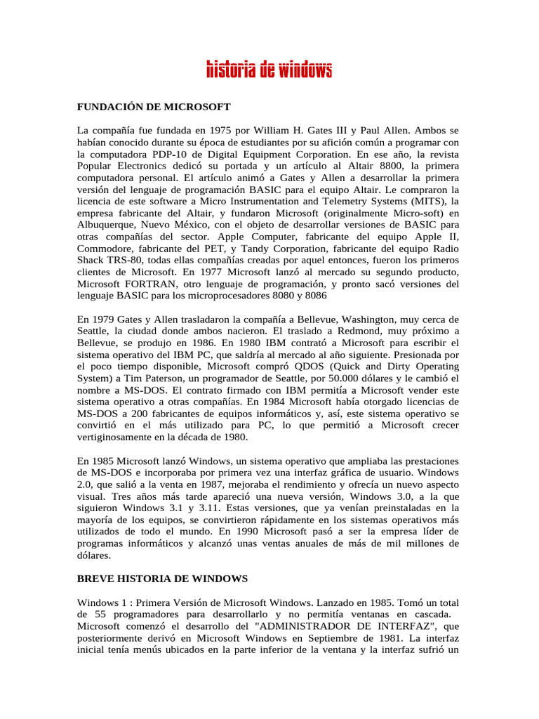 Historia Del Windows | PDF | Microsoft Windows | Windows 2000