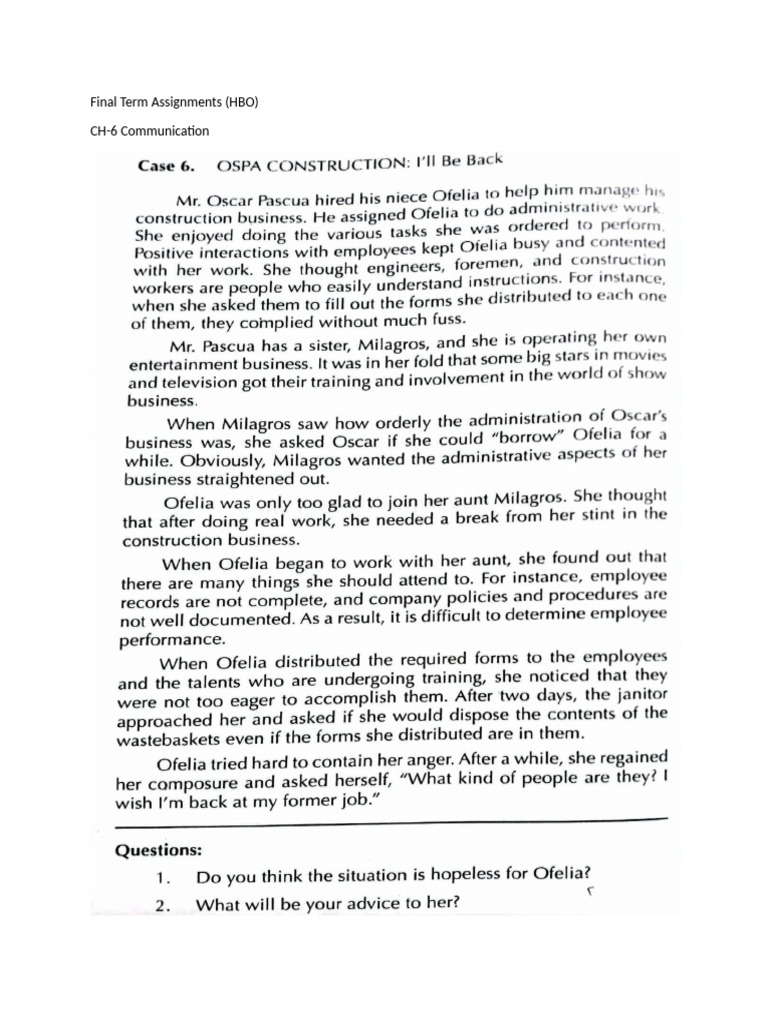 HBO Assignments FT | PDF