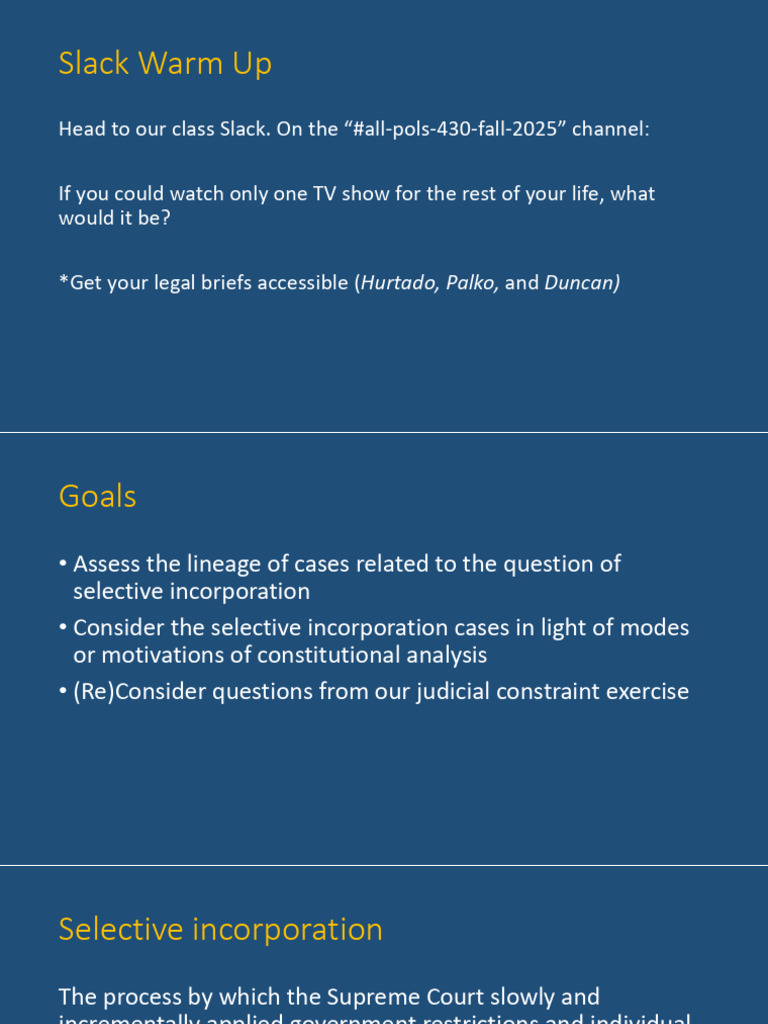 9.12 Selective Incorporation II | PDF | Incorporation Of The Bill Of ...