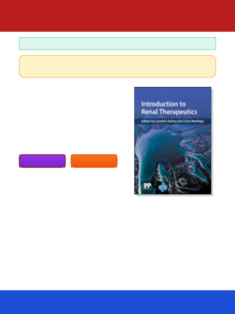 Introduction To Renal Therapeutics 1st Edition Caroline Ashley Ebook ...