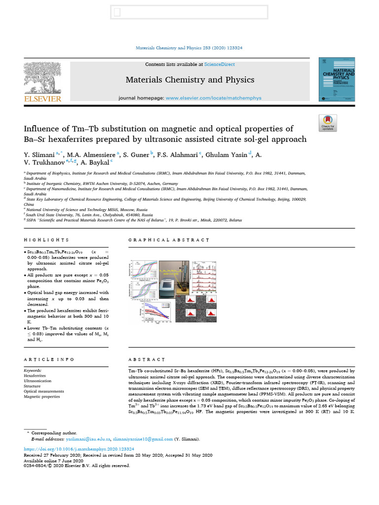 Influence of TM-TB Substitution On Magnetic and Optical Properties of ...