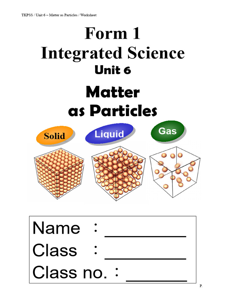 Unit 6 Matter as Particles | PDF | Gases | Liquids