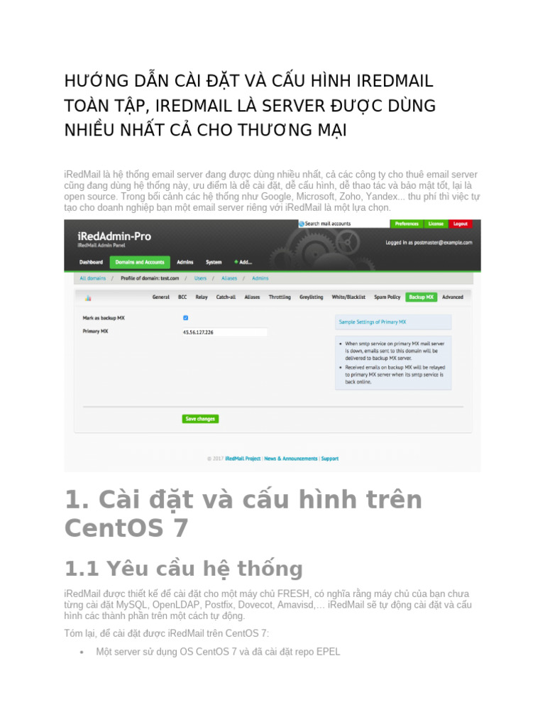 Cài Đặt Iredmail Trên Centos 7 | PDF