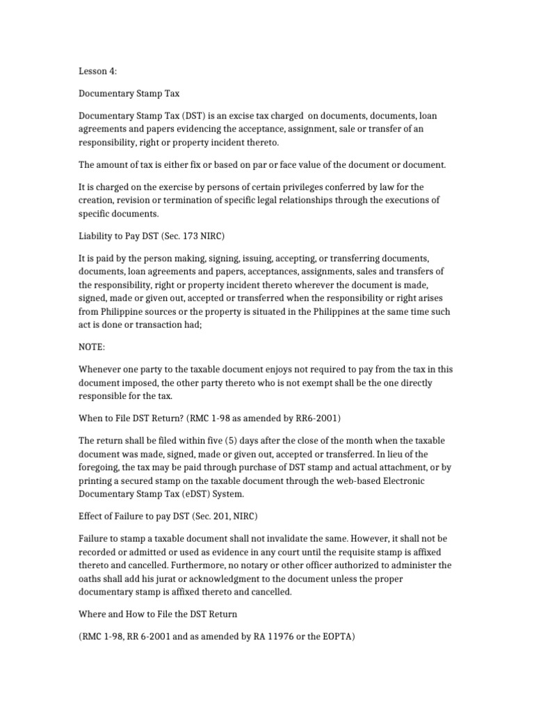 Simplified Lesson 4 Documentary Stamp Tax | PDF | Repurchase Agreement ...