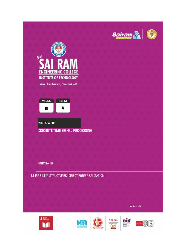 3.5 Fir Filter Structures- Direct Form Realization.docx | PDF