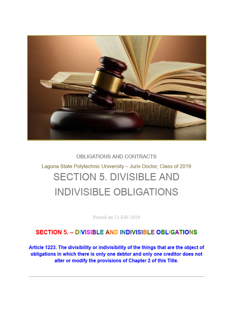 Divisible vs. Indivisible Obligations Explained | PDF | Quantity ...
