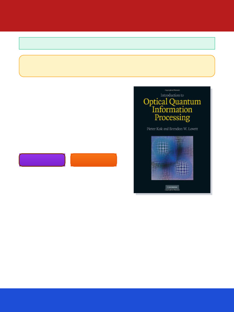 Introduction to Optical Quantum Information Processing 1st Edition ...