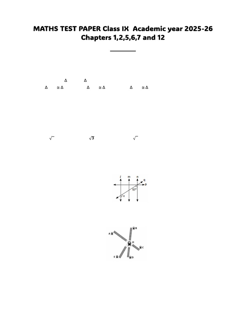 Class IX Maths Test Paper 2025-26 | PDF | Triangle | Polynomial