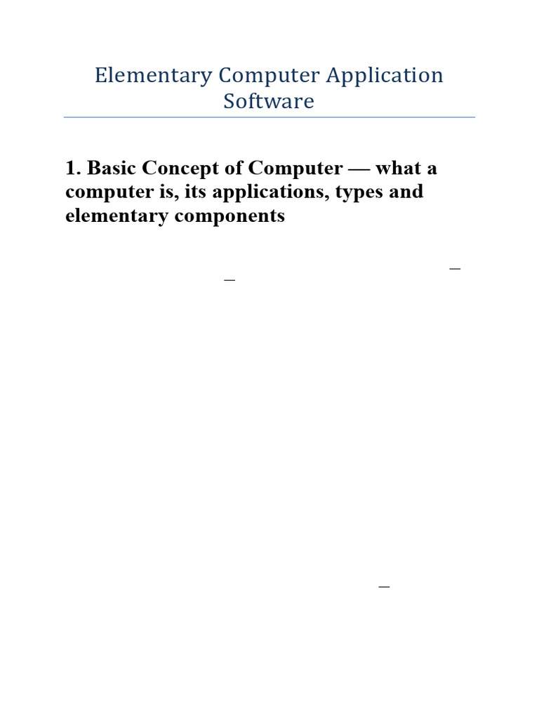 Elementary Computer Applications Guide | PDF | Computer Data Storage ...