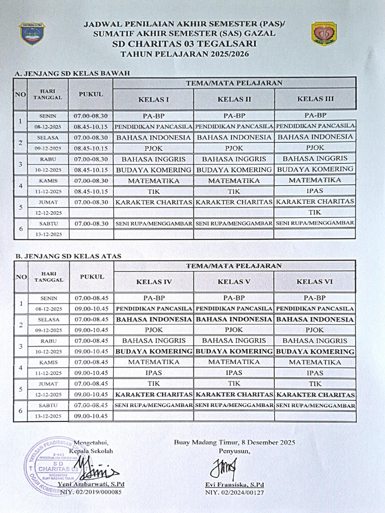 Jadwal Sas Gazal Tp. 2025-2026 | PDF