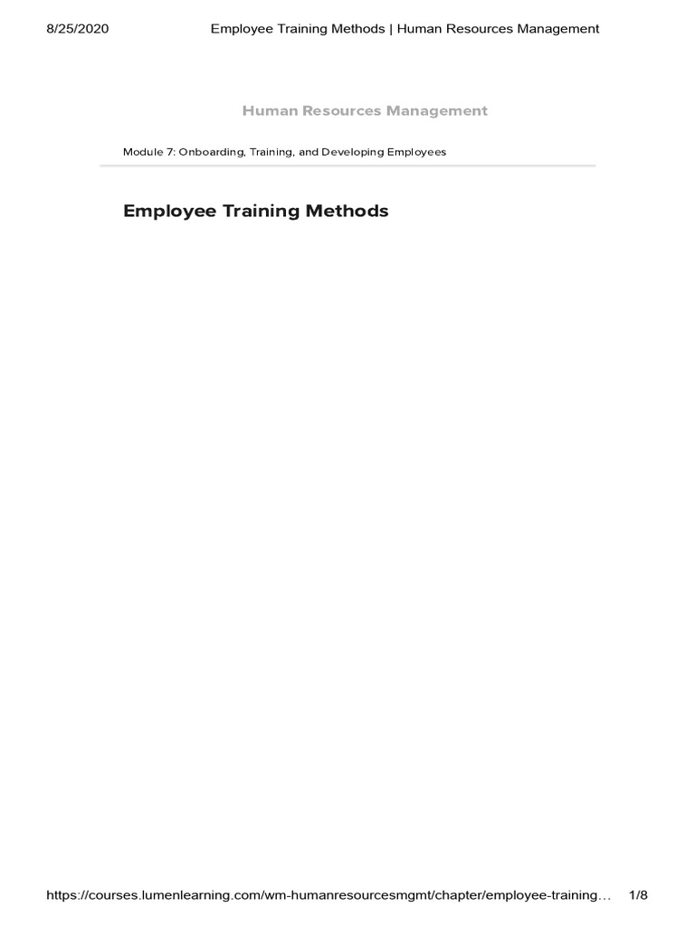 Employee Training Methods - Human Resources Management | PDF | Learning ...